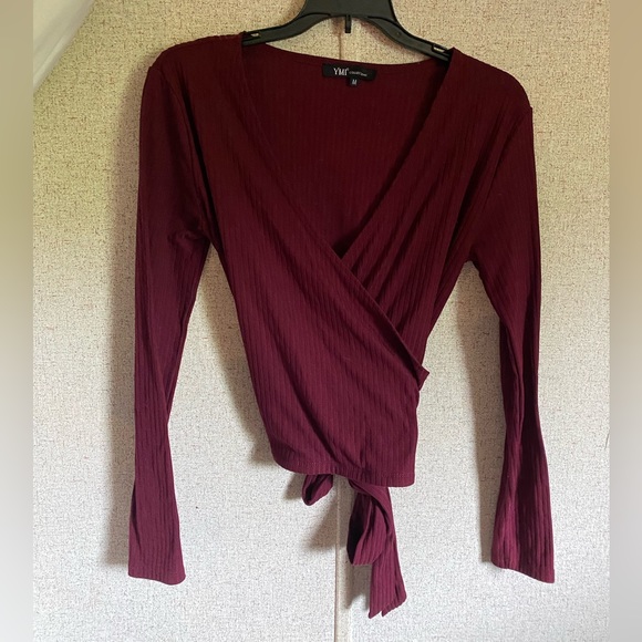 YMI | Tops | Ymi Burgundy Tie Back Cross Top | Poshmark